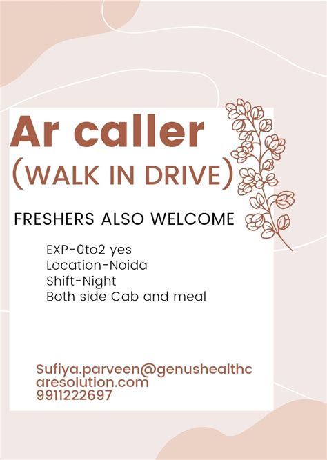 Sayyad Sufiya On Linkedin Ar Caller Hiring Fresher Noida Share Cv Healthcare Arcaller