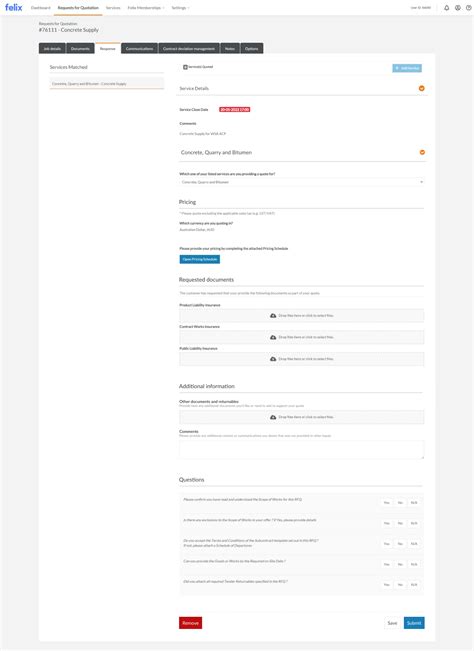 Simplifying The Rfq Response Process Felix Enterprise Help Centre