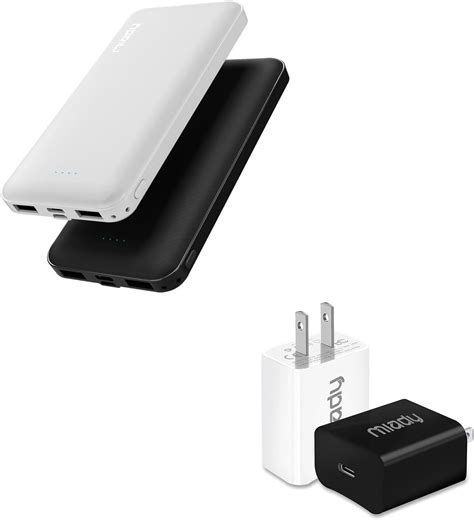 Miady 2 Pack 10000mah Dual Usb Portable Charger And 20w Usb