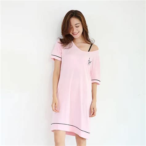 Womens Nightgown Summer Modal Nightdress Short Sleeve Negligee Knitted