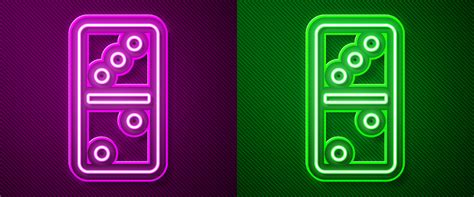 보라색과 녹색 배경에 고립 된 빛나는 네온 라인 도미노 아이콘 벡터 개념에 대한 스톡 벡터 아트 및 기타 이미지 개념 개체 그룹 그림자 Istock