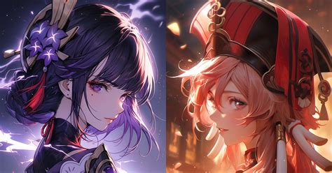 雷電将軍 集体照测试图 微变态的胖子のイラスト Pixiv