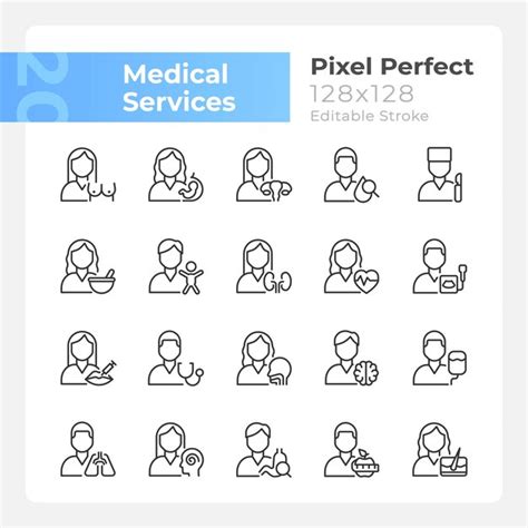 Premium Vector Medical Services Pixel Perfect Linear Icons Set