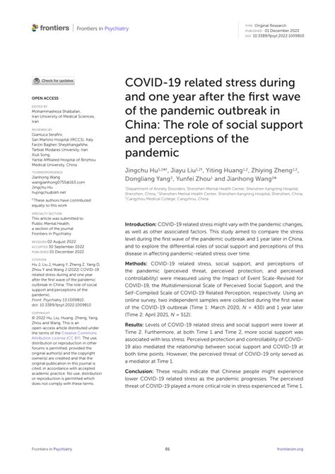 Pdf Covid 19 Related Stress During And One Year After The First Wave