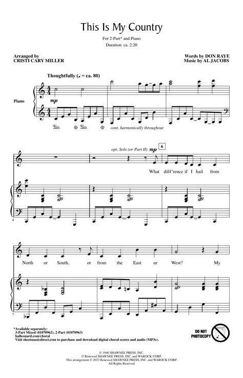 Al Jacobs This Is My Country Arr Cristi Cary Miller Sheet Music