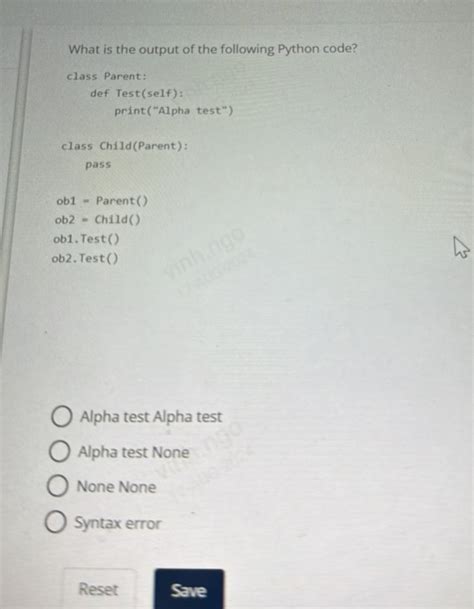 What Is The Output Of The Following Python Studyx