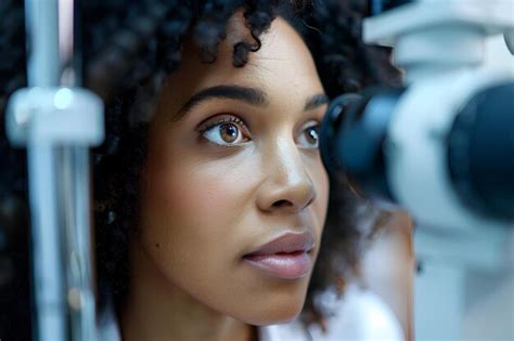 Premium Photo A Woman Looking Through A Microscope At Something In