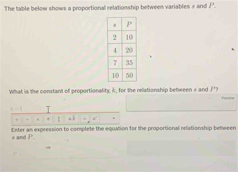solved the table below shows a proportional relationship between