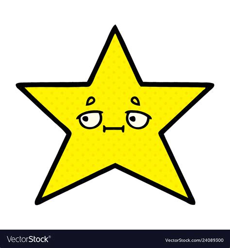 Comic Book Style Cartoon Gold Star Royalty Free Vector Image