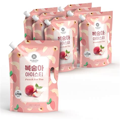 맥널티 복숭아 아이스티 파우치 대용량 1lx6입 홈플러스 택배배송
