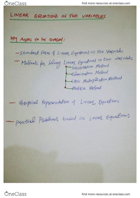Class9 Final Linear Equations Advanced Oneclass