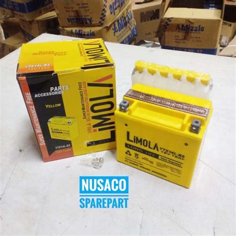 Jual Aki Accu Limola YTX14L BS 12V 12Ah Aki Moge BMW Harley Ninja ZX Di