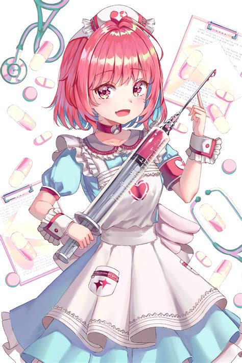 Safebooru 1girl D Apron Armband Bangs Blue Dress Blue Hair Blush