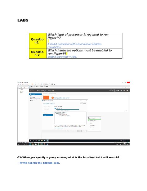 Lab5 Cnet202 Docs Lab Questio N Which Type Of Processor Is Required To Run Hyper V A 64 Bit