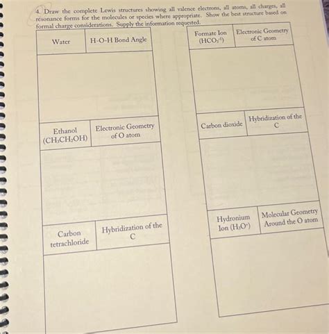 Solved 4 Draw The Complete Lewis Structures Showing All
