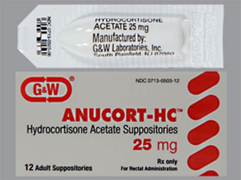Rx Item Anucort Hc 25mg Hydrocortisone Acetate 12 Suppositor