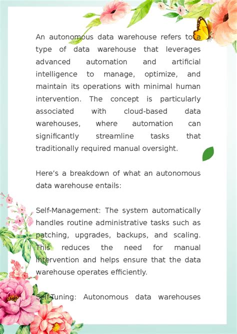 Autonomous Data Warehouse The Concept Is Particularly Associated With Cloud Based Data