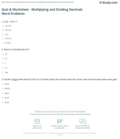 Dividing Decimals Word Problems Worksheet Pro Worksheet