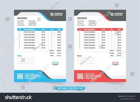 Print Ready Modern Invoice Template Vector Stock Vector Royalty Free