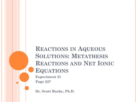 Metathesis Reactions Net Ionic Equations In Aqueous Solutions