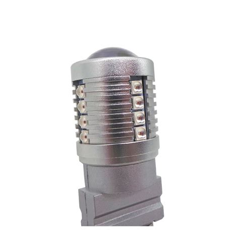 Set 2 Becuri Auto MotoLEDy LED P27 7W 3157 CANBUS 12 24V 2000lm Rosu