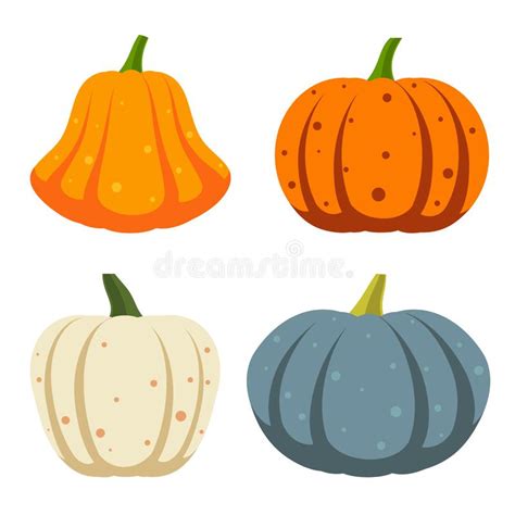 Sistema Plano Simple Del Vector De Los Iconos Del Color De La Calabaza