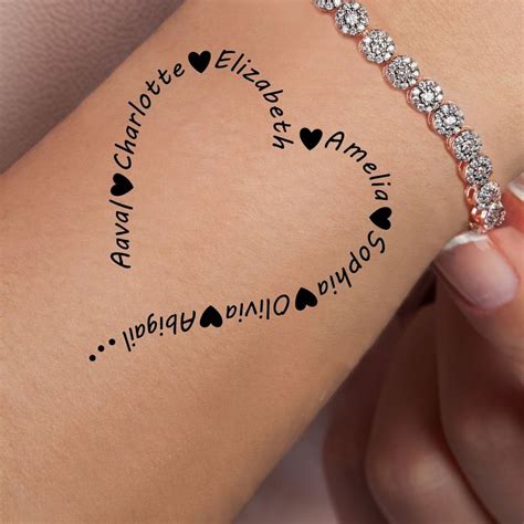 Custom Temporary Tattoo Heart With Names Set Of 3 Etsy Canada