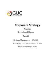 Corporate Strategy Assignment Marwakhalil Docx Corporate Strategy
