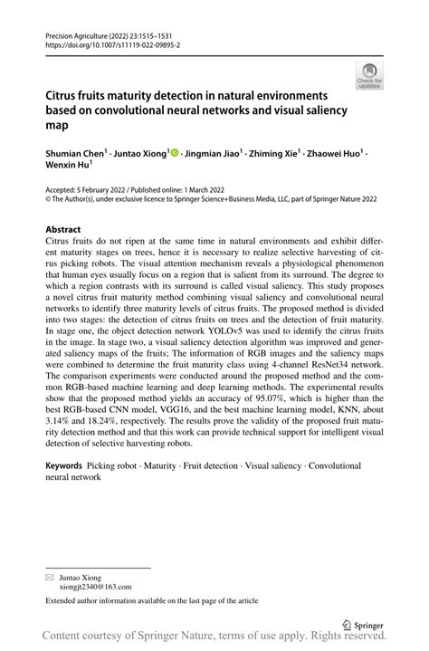 Citrus Fruits Maturity Detection In Natural Environments Based On