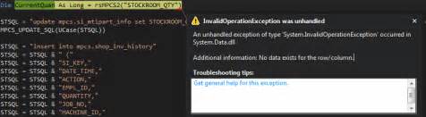 Vb Net SQL Select Throwing Exception Saying Data Doesn T Exist