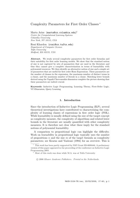 pdf complexity parameters for first order classes
