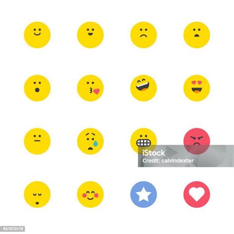 기본 이모티콘 반응의 세트 Brand Name Online Messaging Platform에 대한 스톡 벡터 아트 및 기타