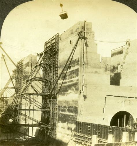 Panama Canal Construction Gatun Locks And Dam Old Stereoview Photo