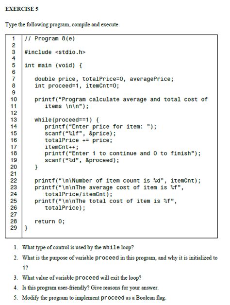 solved exercise 5 type the following program compile and
