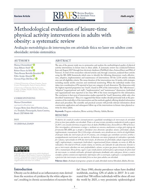 Pdf Methodological Evaluation Of Leisure Time Physical Activity Interventions In Adults With