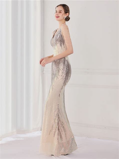 Sequin Suspender Evening Dress