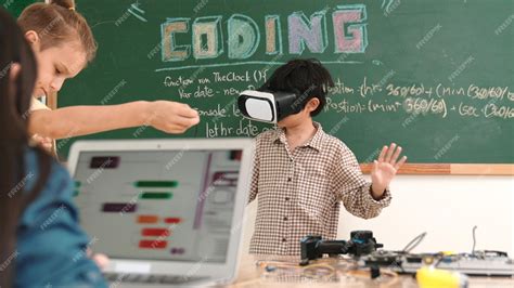 Premium Photo Boy Wearing Vr Headset To Enter Metaworld While Girl