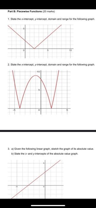 Solved 1 State The X Intercept Y Intercept Domain And