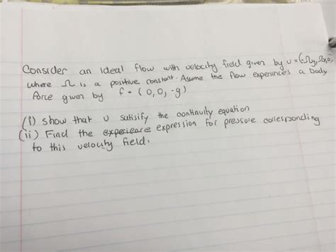 Consider An Ideal Flow With Velocity Field Given By U Chegg