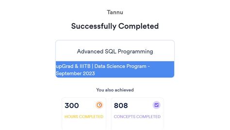 i am happy to share that i have completed advance sql programming