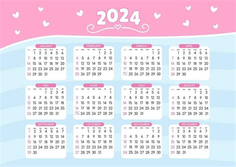 Calendario 2024 Todas Meses 26819241 Vector En Vecteezy