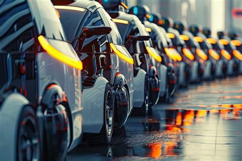 Fleet Of Autonomous Electric Taxis Premium Ai Generated Image