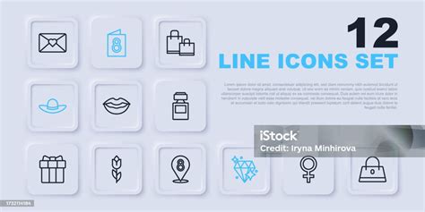 세트 라인 여성 성별 기호 핸드백 웃는 입술 다이아몬드 우아한 여성 모자 꽃 튤립 3 월 8 일과 아이콘이있는 인사말 카드 벡터 3월에 대한 스톡 벡터 아트 및 기타 이미지