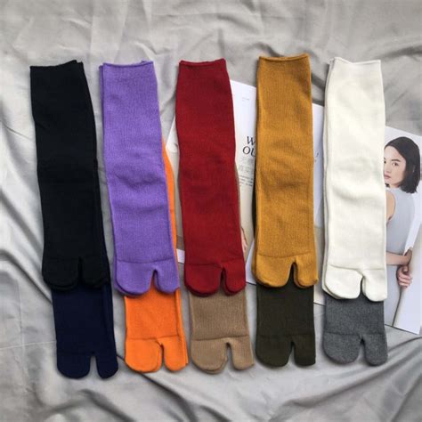 Women Knit Split Toe Socksjapanese Style Split Toe Tabi Etsy