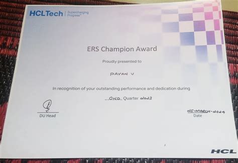 Pavan V On Linkedin Outstanding Performer Award🙂🙂 Hcltech😎