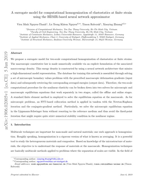 Pdf A Surrogate Model For Computational Homogenization Of