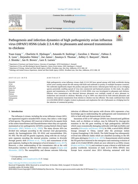 Pdf Pathogenesis And Infection Dynamics Of High Pathogenicity Avian