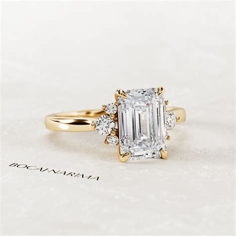 2 Carat Emerald Cut Lab Grown Diamond Vvs2 E Cluster Engagement Ring