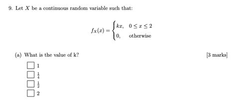 Solved 9 Let X Be A Continuous Random Variable Such That