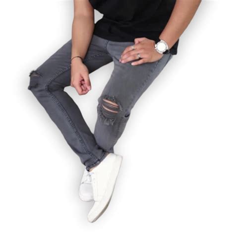 Jual ZWECKOUT LABEL Celana Jeans Pria Sobek Ripped Lutut Slimfit Bikers Shopee Indonesia